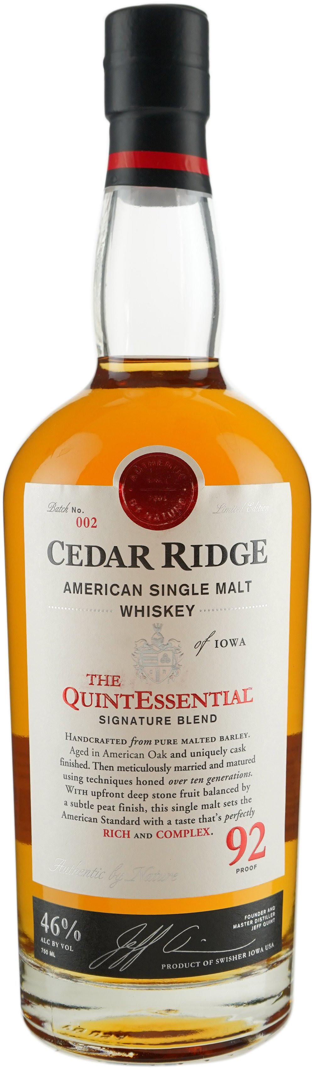 Cedar Ridge The QuintEssential American Single Malt Merlot Cask ...