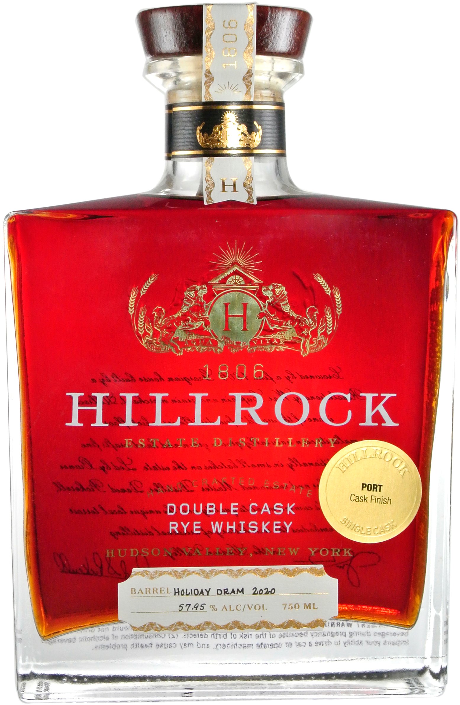 Hillrock Estate Double Cask Rye Port Cask Finish Holiday Dram 2022 ...