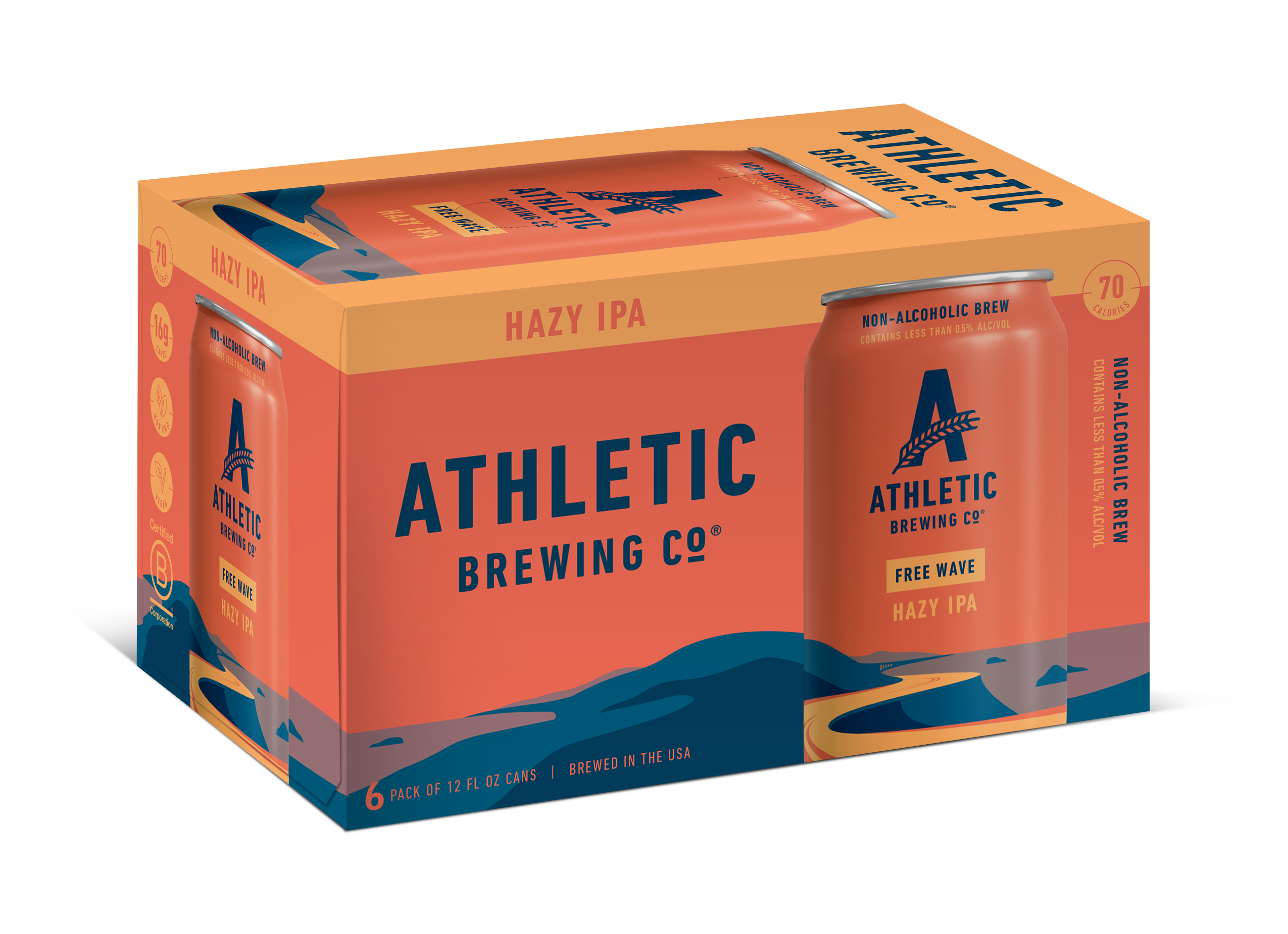 Athletic Brewing Free Wave Non-Alcoholic Hazy IPA | 12 pack of 12 oz Can