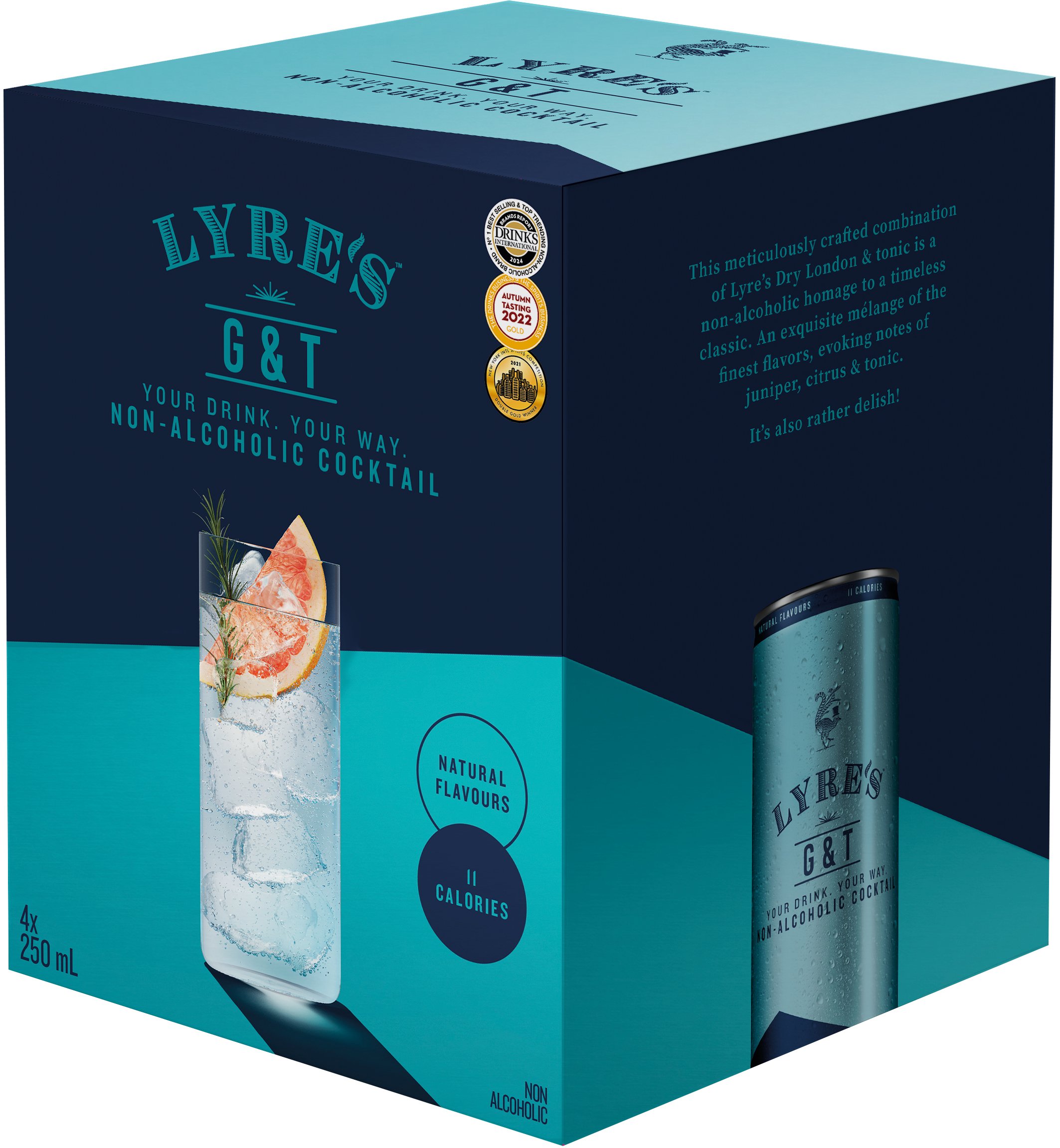 Lyre's Gin and Tonic 4 Pack Cans | 4 pack of 250 ml Bottle