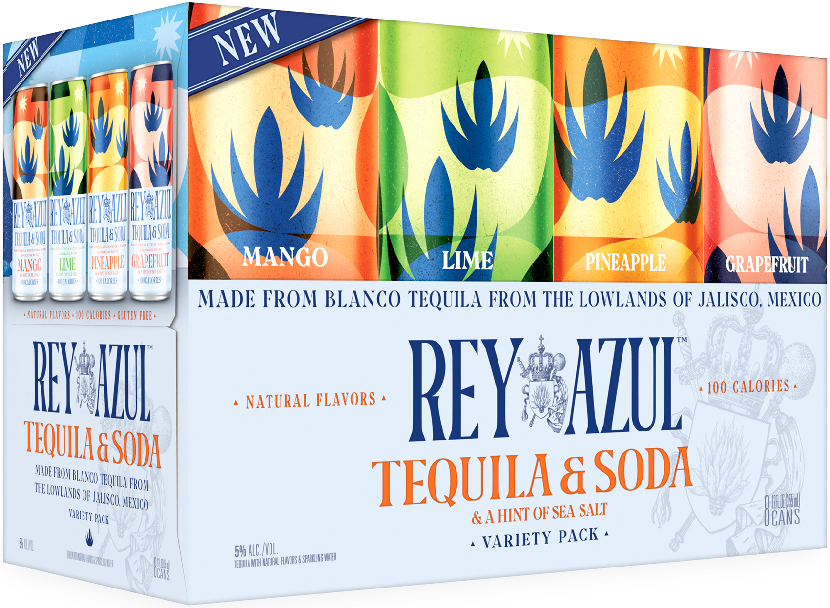 Rey Azul Tequila & Soda Variety Pack | 8 pack of 12 oz Can