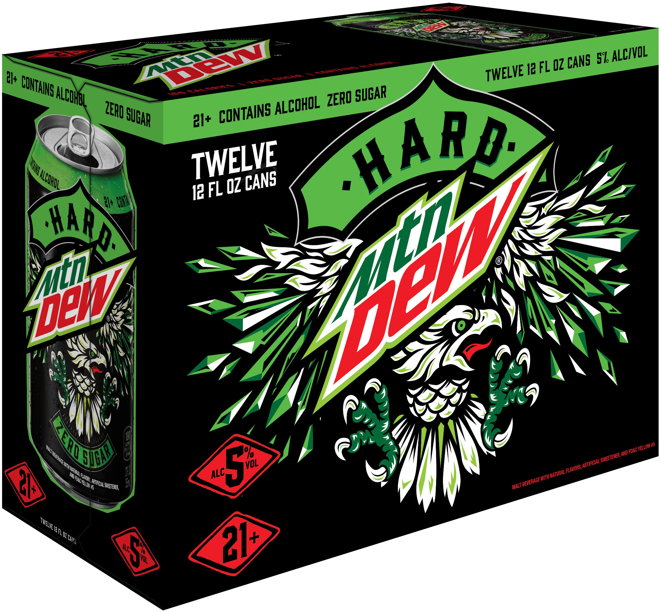 Hard Mountain Dew Zero Sugar Malt Beverage Original | 12 pack of 12 oz Can