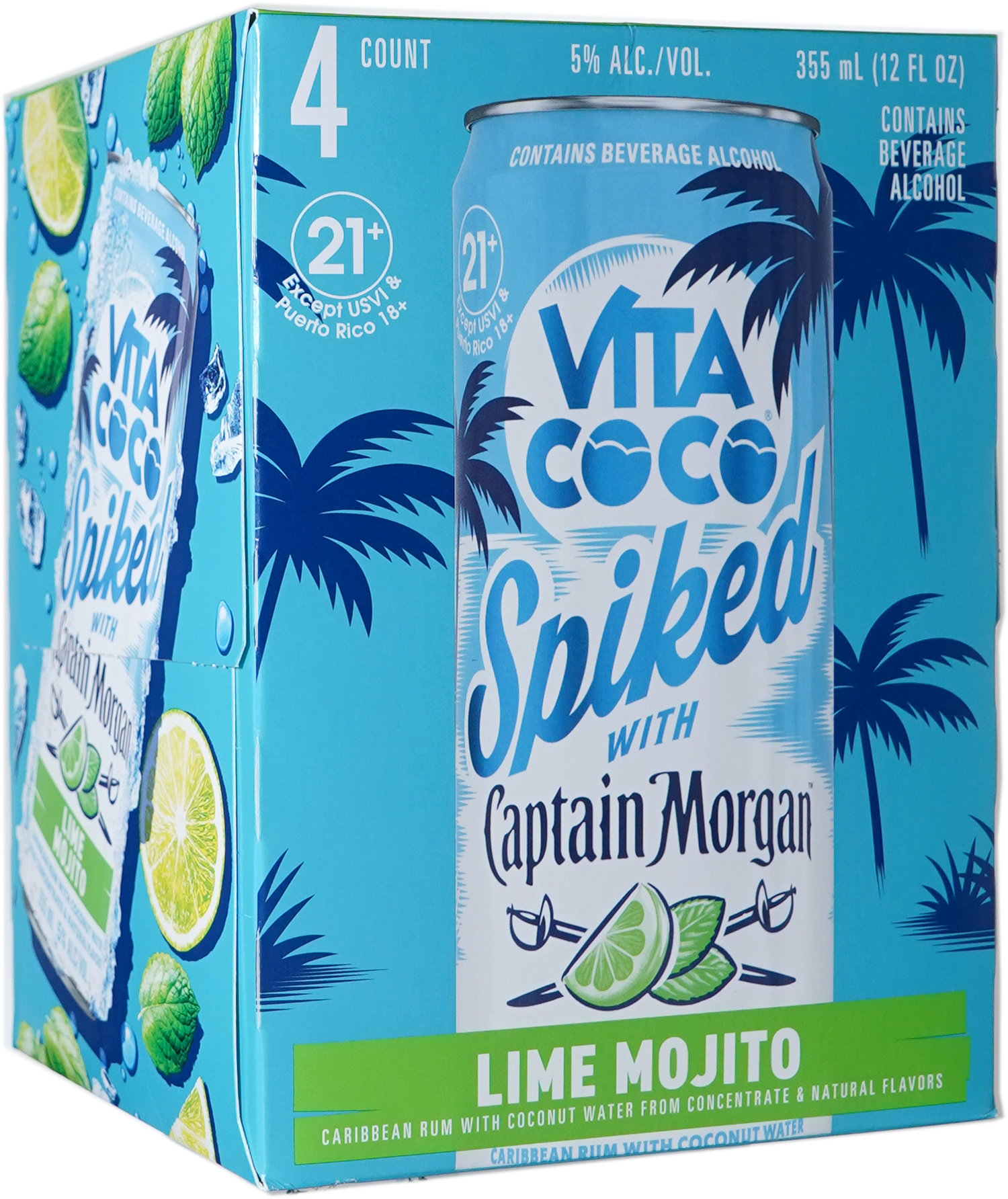 Captain Morgan Vita Coco Spiked Lime Mojito 4 Pack Cans | 4 pack of 12 ...