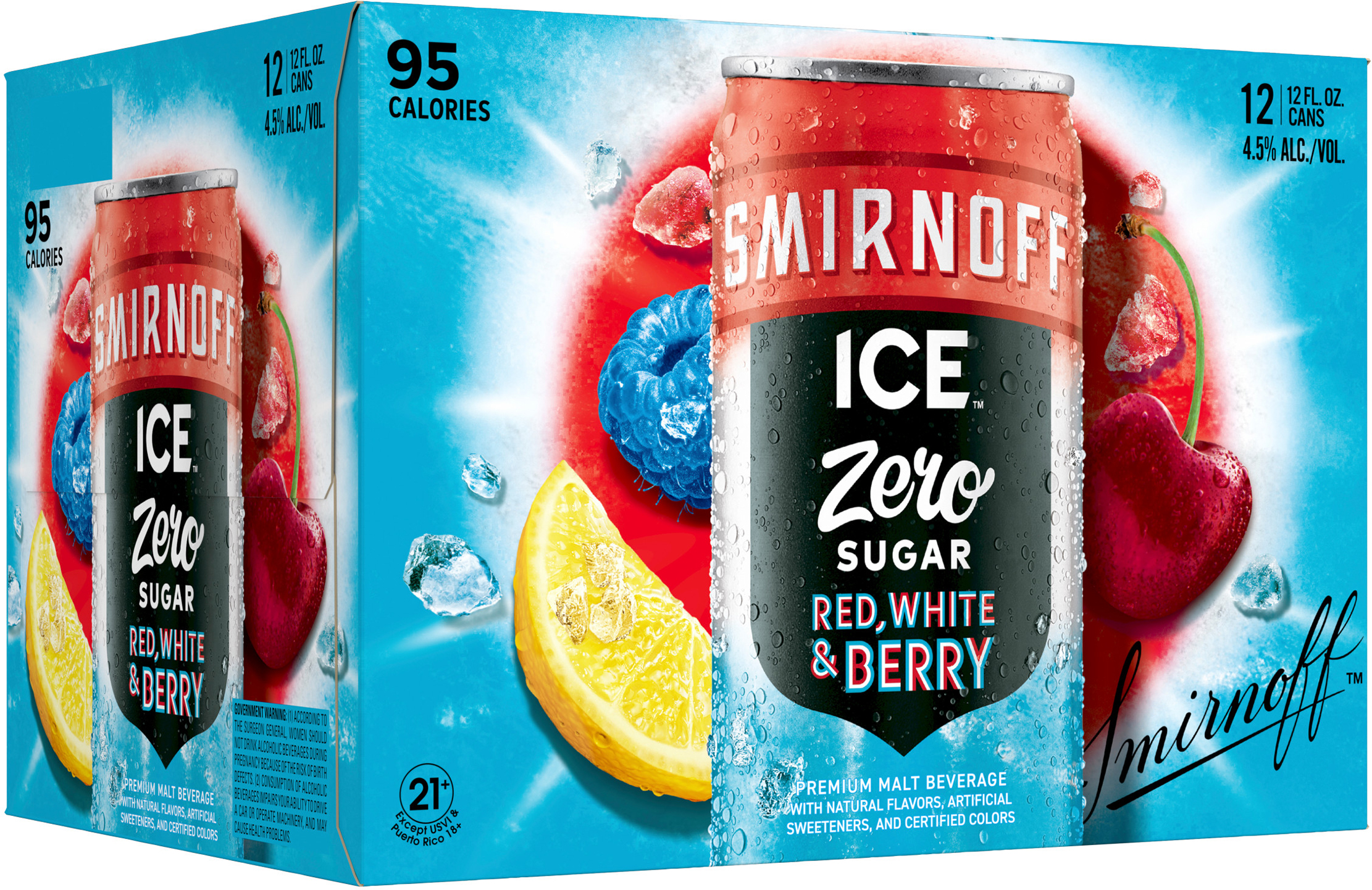 Smirnoff Ice Zero Sugar Red White & Berry | 12 pack of 12 oz Can