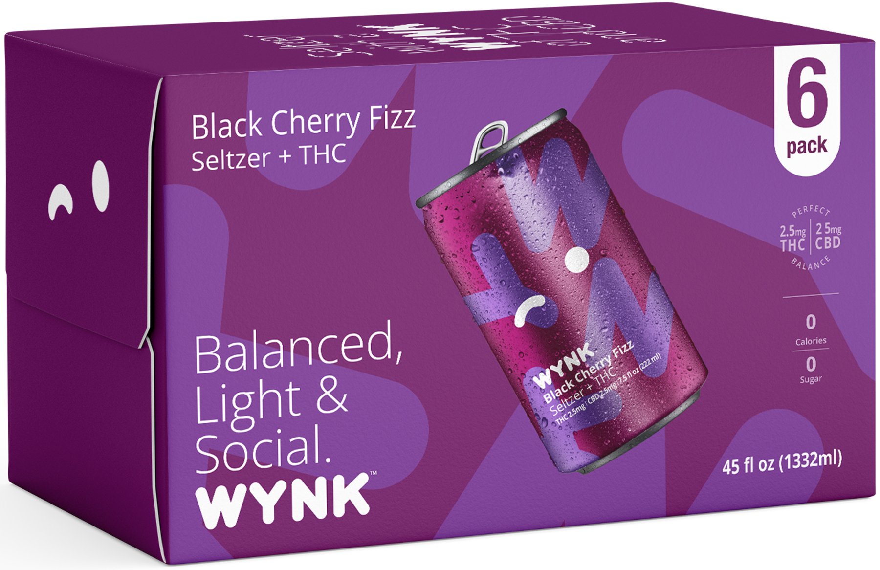 Wynk Black Cherry Fizz THC 5mg | 6 pack of 12 oz Can
