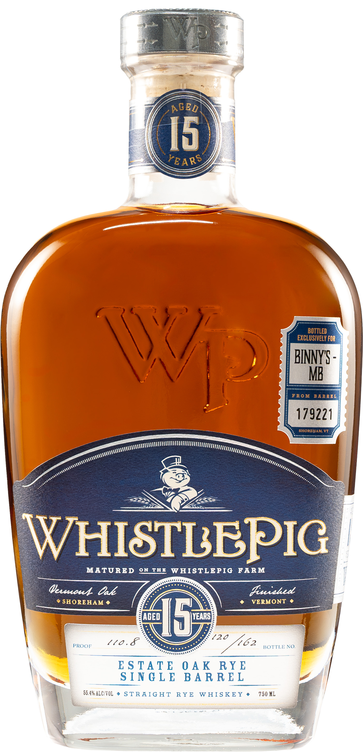 WhistlePig 15 year old Straight Rye Single Barrel MB Binny's Handpicked ...