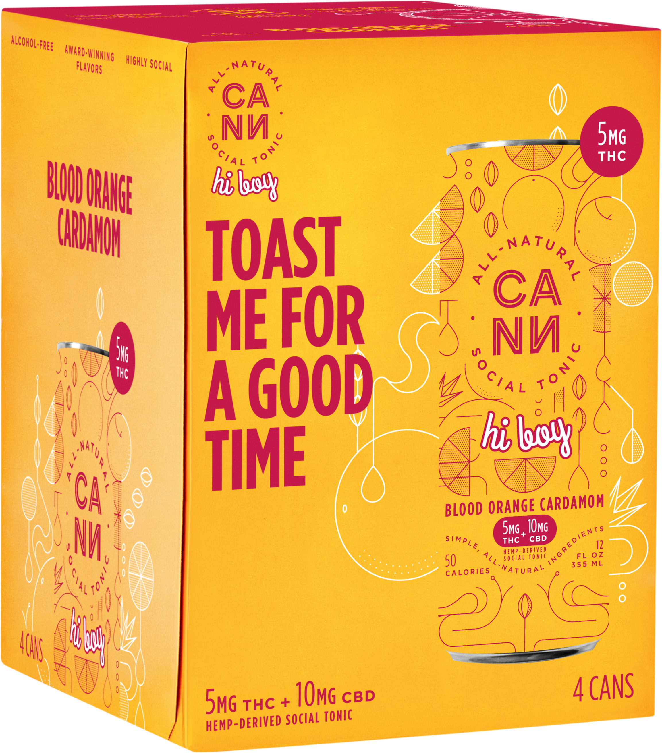 Cann THC Tonic Blood Orange Cardamom 2MG | 6 pack of 8 oz Can