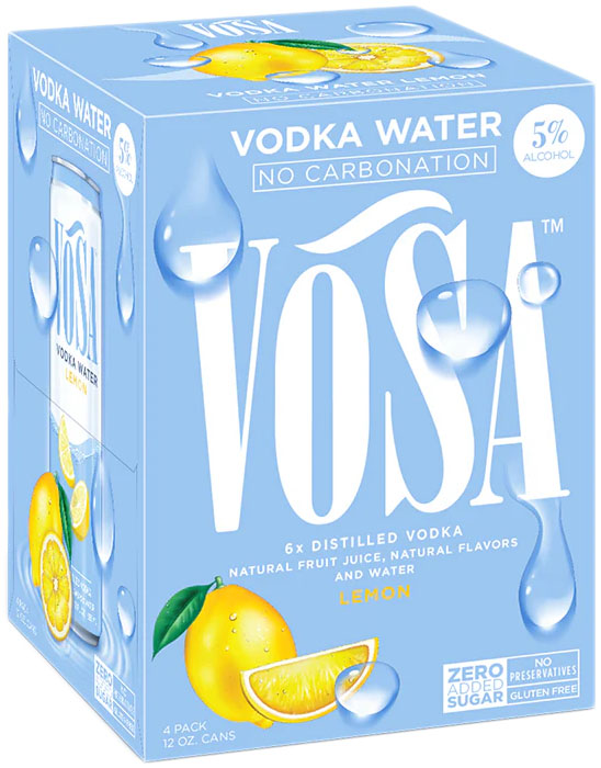 Vosa Vodka Water Lemon Variety 8 Pack Cans | 8 pack of 355 ml Can