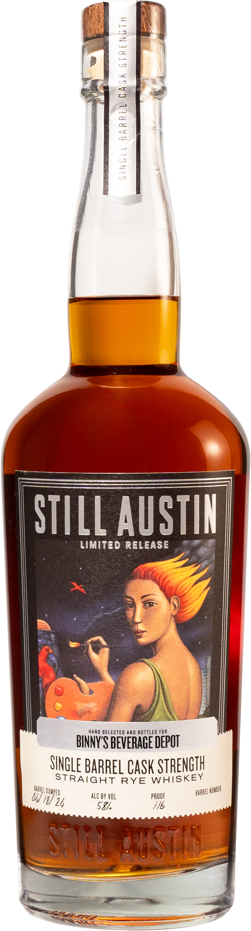 Still Austin Rye Single Barrel # 2020/1230-5 Binny's Handpicked | 750 ...