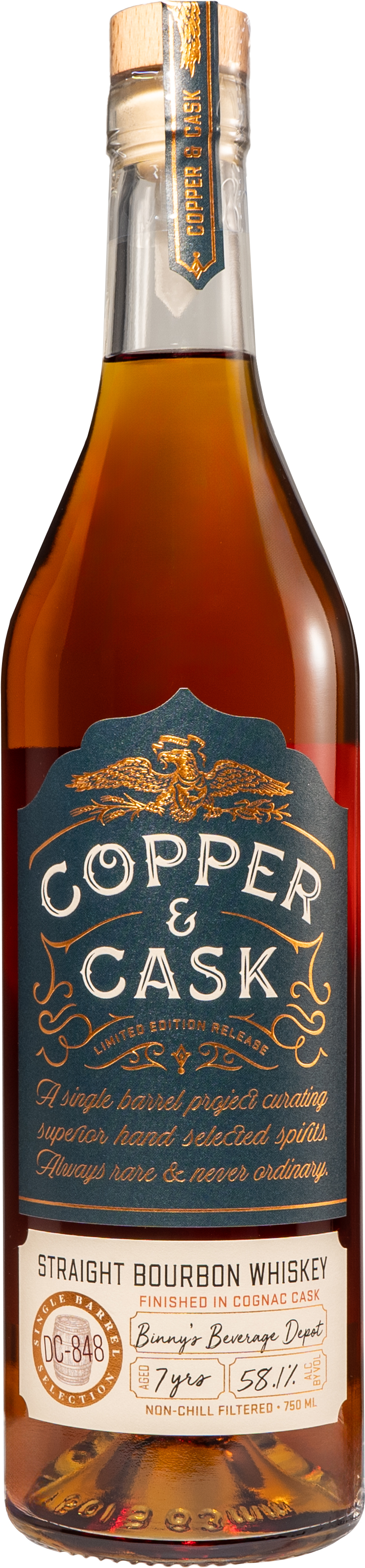 Copper and Cask Bourbon Barrel # MK-530 Kentucky Aged 7 year old MGP 21% Rye Binny's Handpicked ...