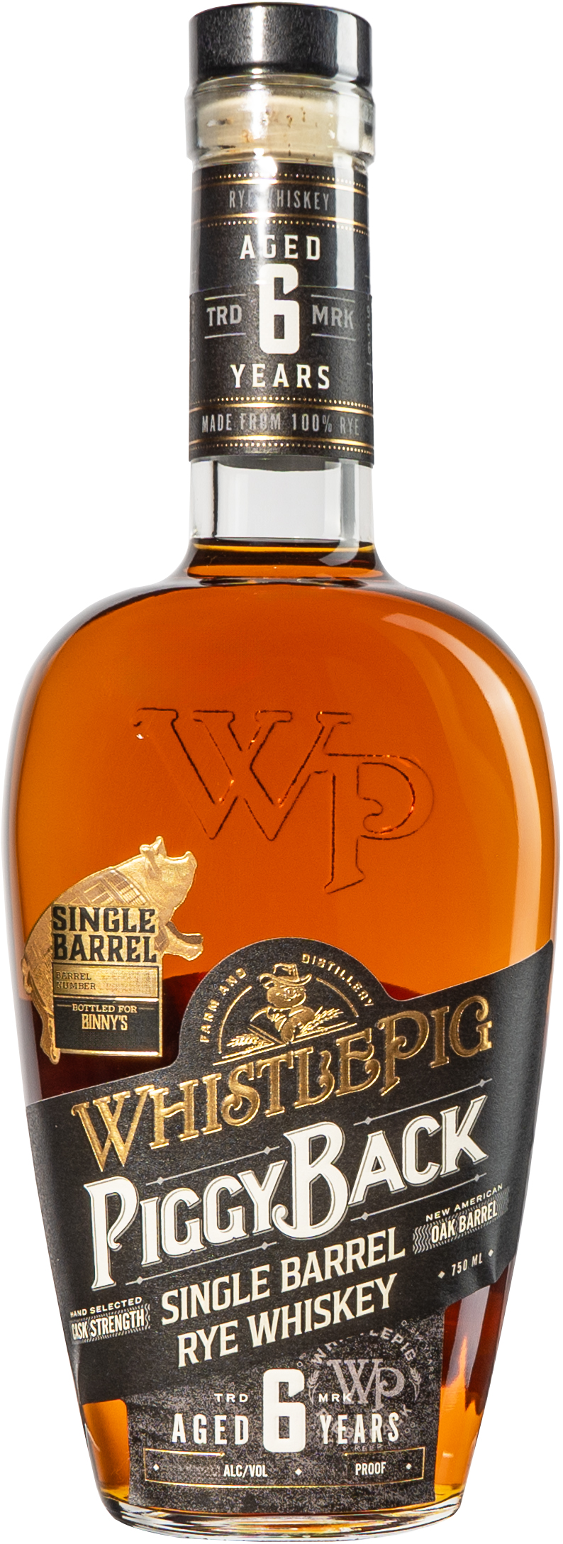 WhistlePig PiggyBack 6 year old Cask Strength Bourbon Single Barrel # 25300 Wiggly Binny's ...