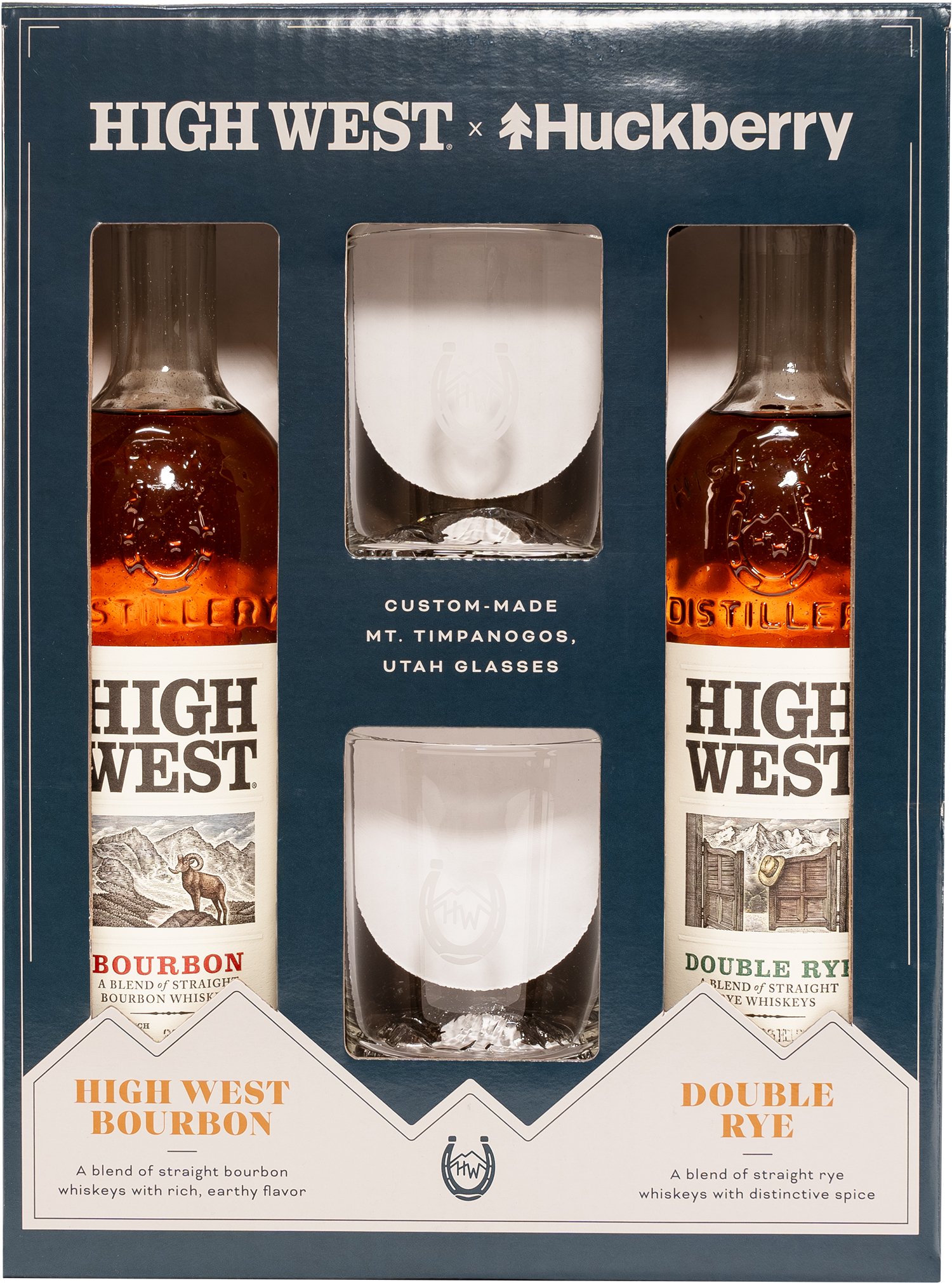 High West Bourbon and Double Rye with Glasses | 2 pack of 750 ml Bottle