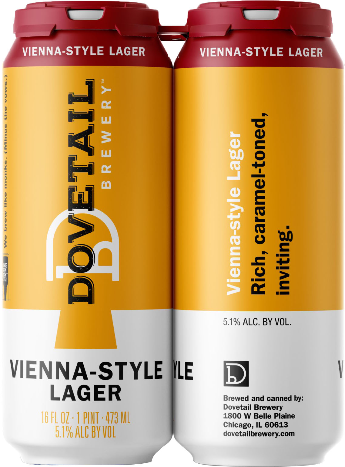 Dovetail Vienna Style Lager | 4 pack of 16 oz Can